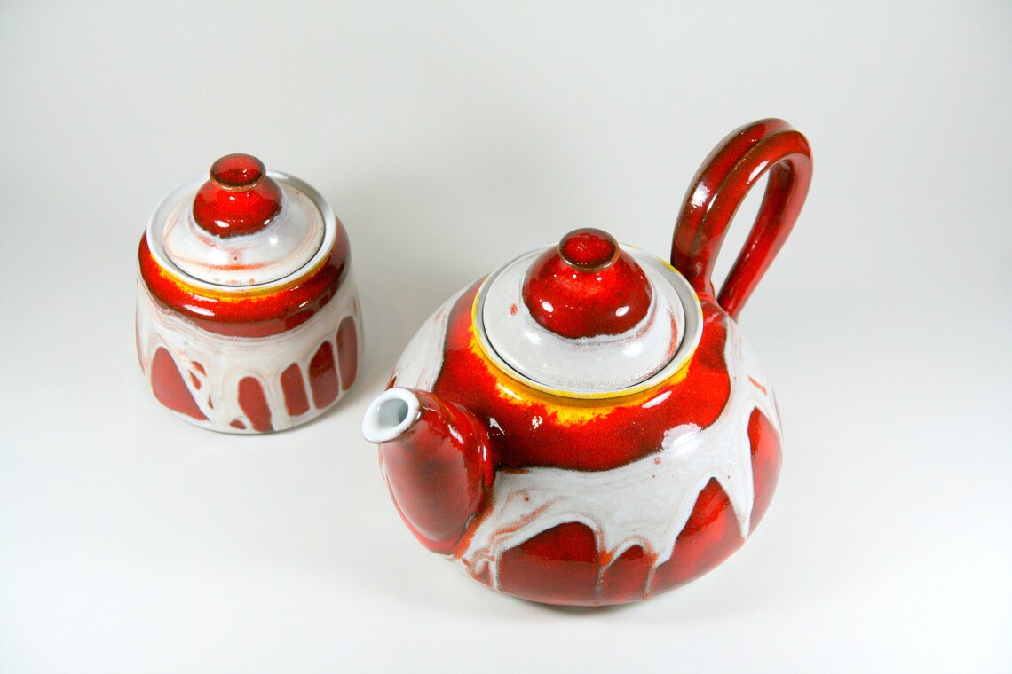Red Ceramic Teapot Handmade Pottery Tea Kettle Clay Tea Pot - Etsy