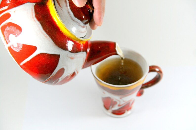 Red Ceramic Teapot Handmade Pottery Tea Kettle Clay Tea Pot - Etsy