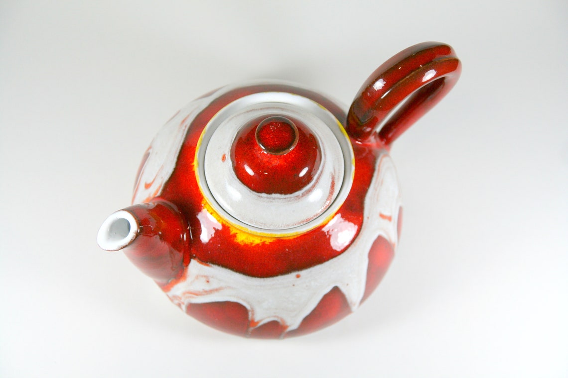 Red Ceramic Teapot Handmade Pottery Tea Kettle Clay Tea Pot - Etsy