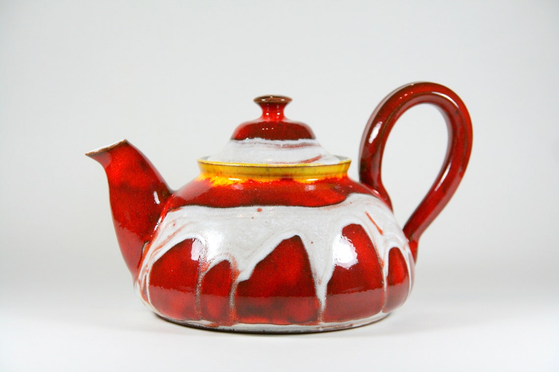 Red Ceramic Teapot Handmade Pottery Tea Kettle Clay Tea Pot - Etsy