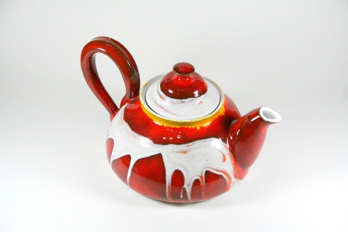 Red Ceramic Teapot Handmade Pottery Tea Kettle Clay Tea Pot - Etsy