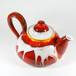 Red Ceramic Teapot, Handmade Pottery Tea Kettle, Clay Tea Pot, Artistic ...