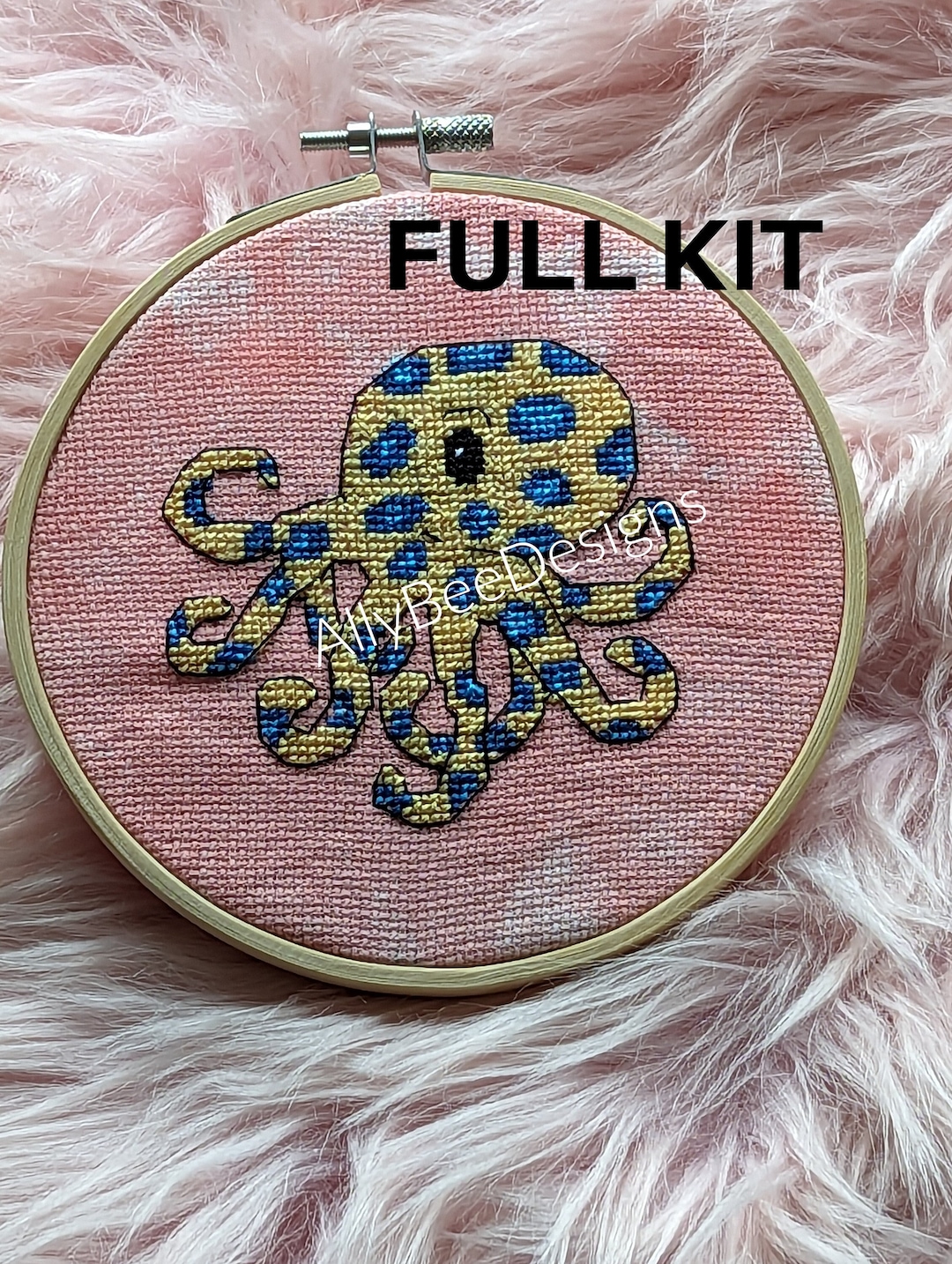Blue Ring Octopus Cross Stitch Pattern and Kit - Etsy