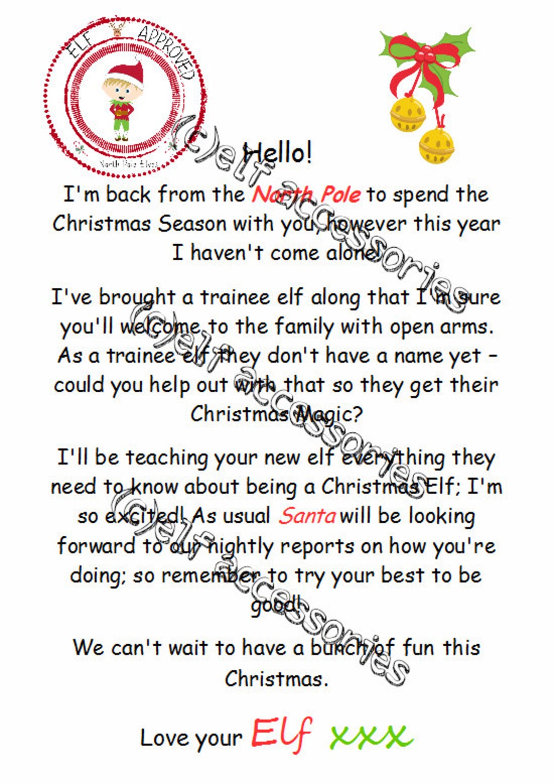PDF Elf Trainee Letter Christmas Introduce a NEW Elf to Your - Etsy