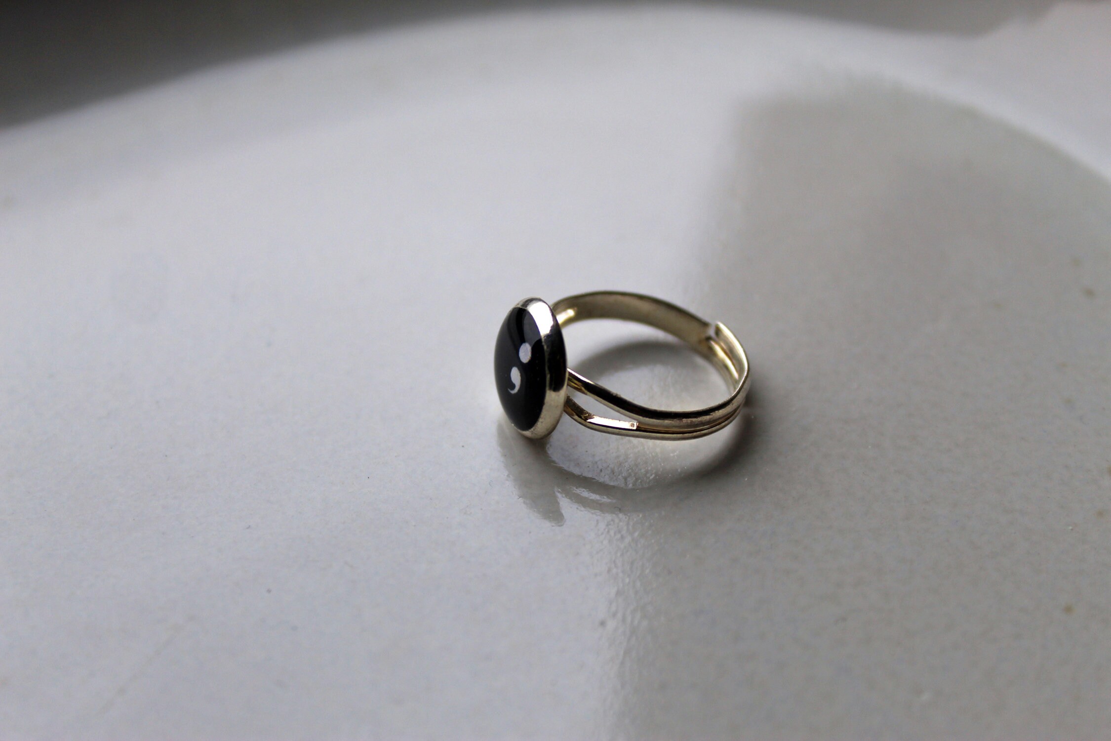 Semicolon ring silver tone semi-colon cameo ring awareness | Etsy