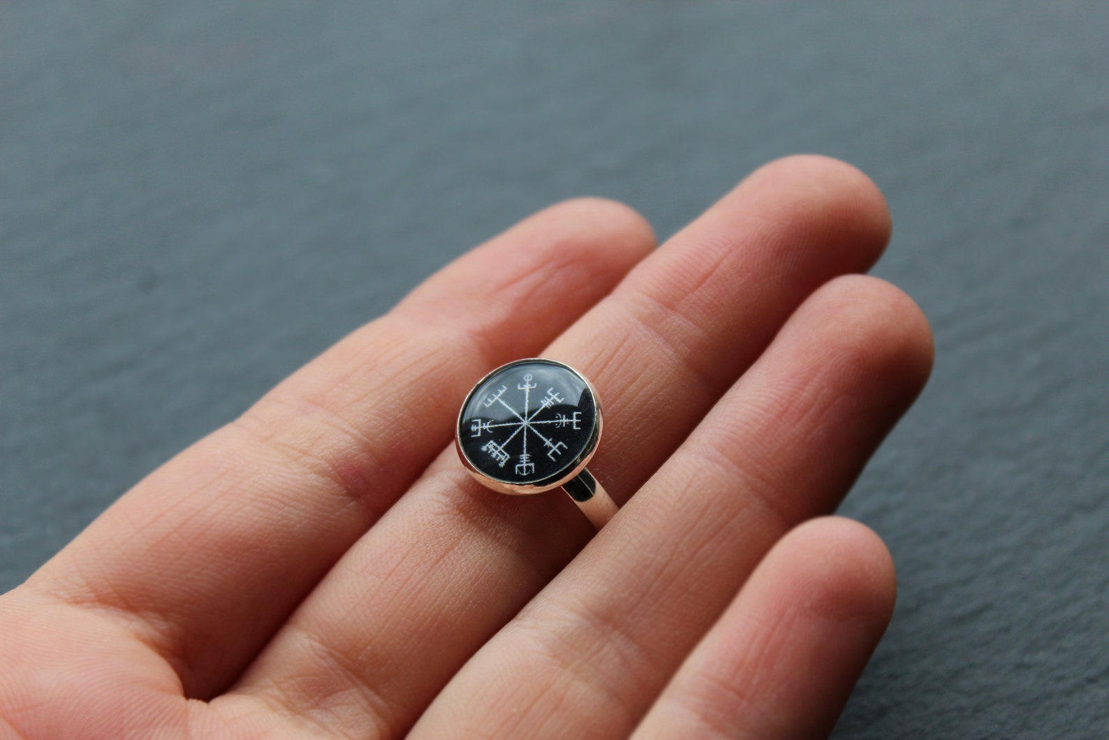 Vegvísir adjustable ring Icelandic magical stave Norse | Etsy