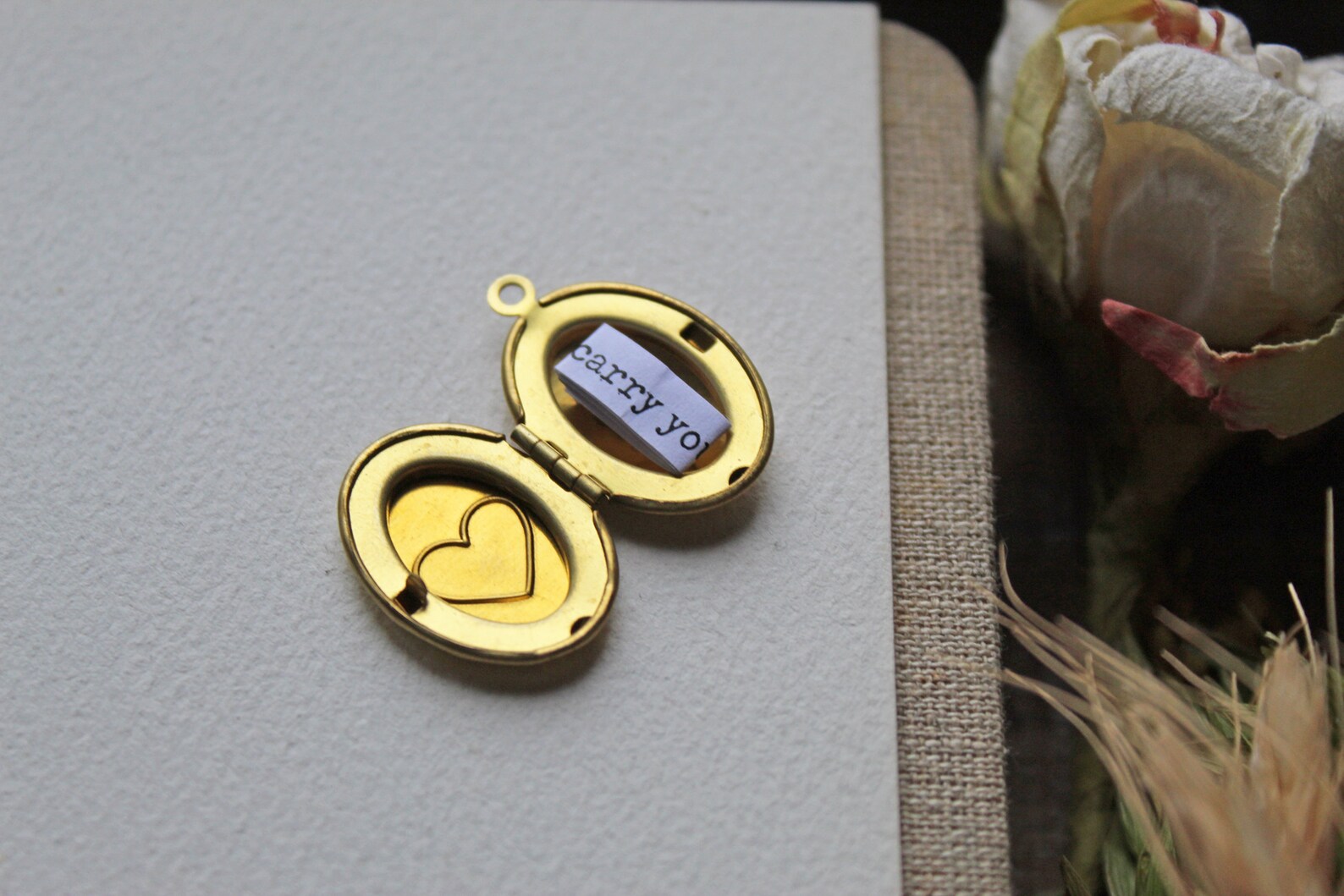 Stamped Heart Locket Pendant Custom Secret Message Necklace | Etsy