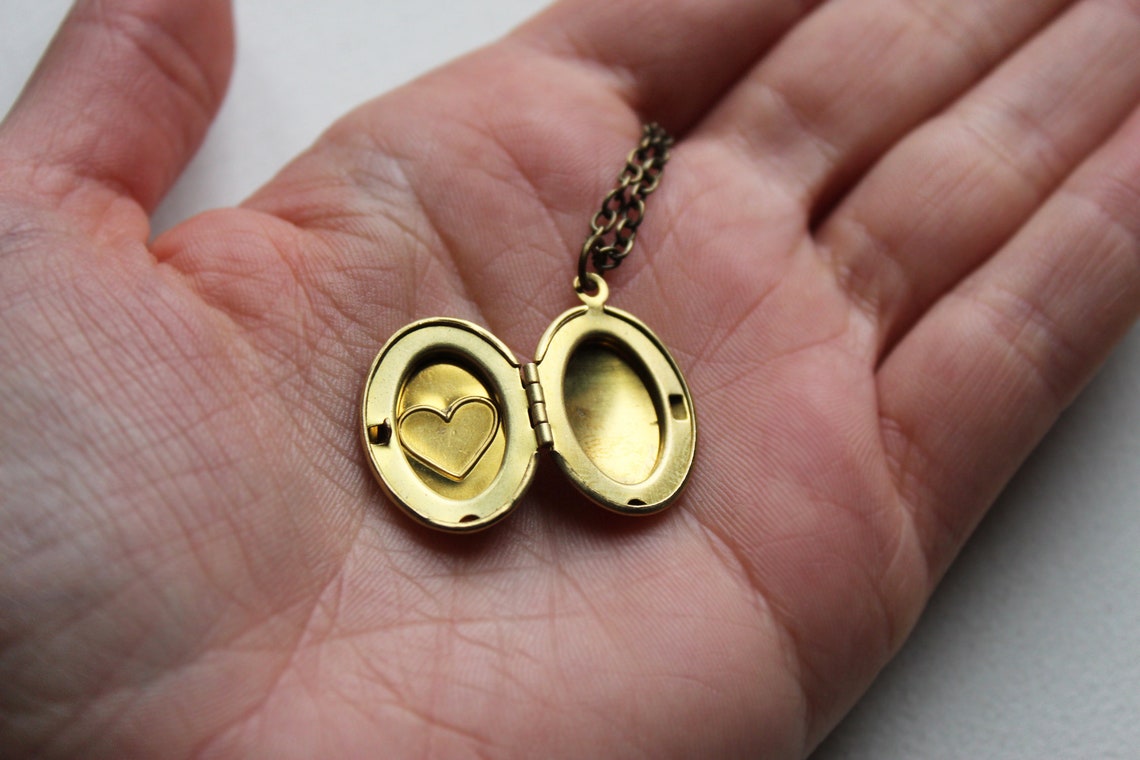 Stamped Heart Locket Pendant Custom Secret Message Necklace | Etsy