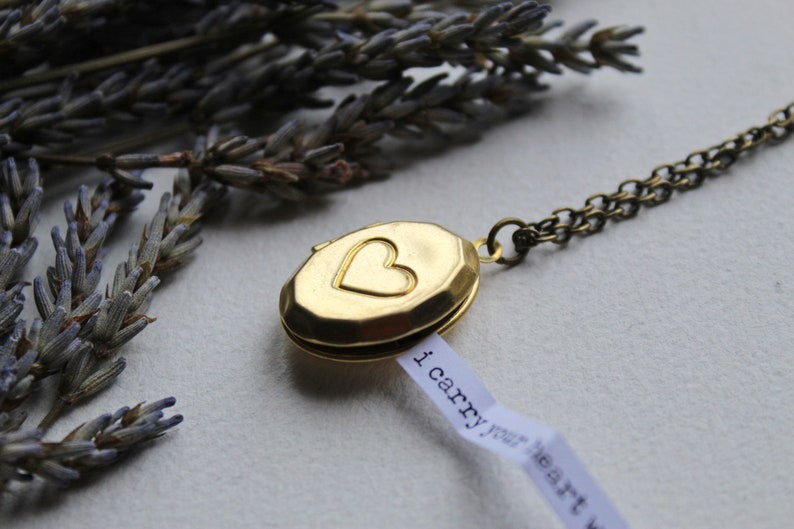 Stamped Heart Locket Pendant Custom Secret Message Necklace | Etsy