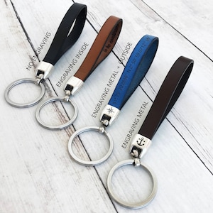 Personalized Keychain for Men Custom Leather Key Chain Men's ...