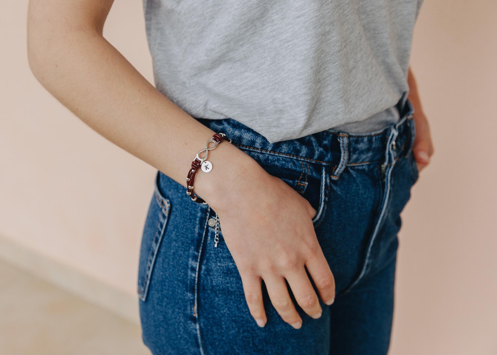 Custom Leather Bracelet for Women Personalized Infinity - Etsy