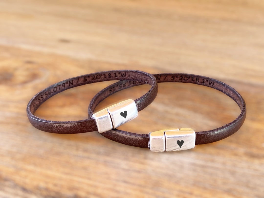 Matching Leather Bracelets for Couple Anniversary Gift for Boyfriend ...