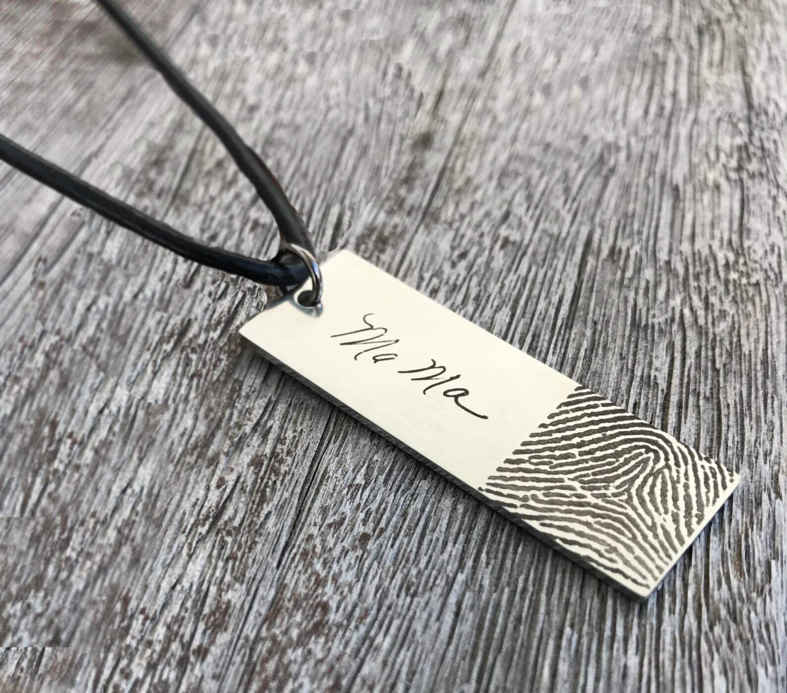 Engraved Necklace for Men Sympathy Gift Fingerprint Necklace | Etsy