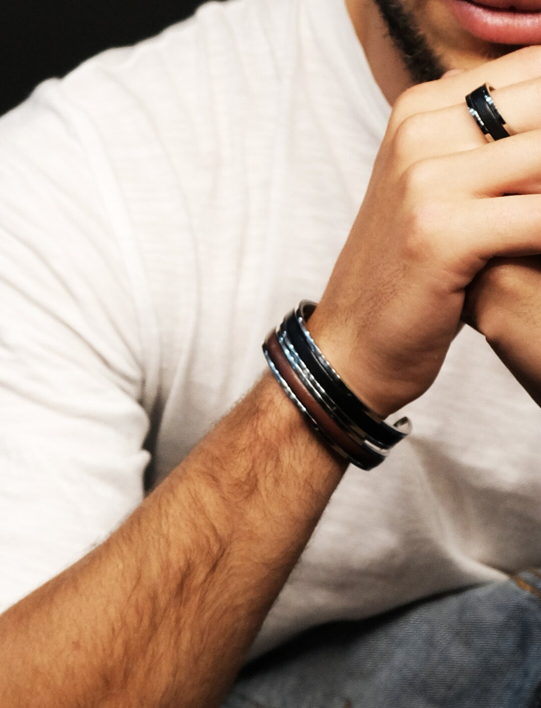 Mens Cuff Bracelet Husband Gift Custom Mens Leather Bracelet ...