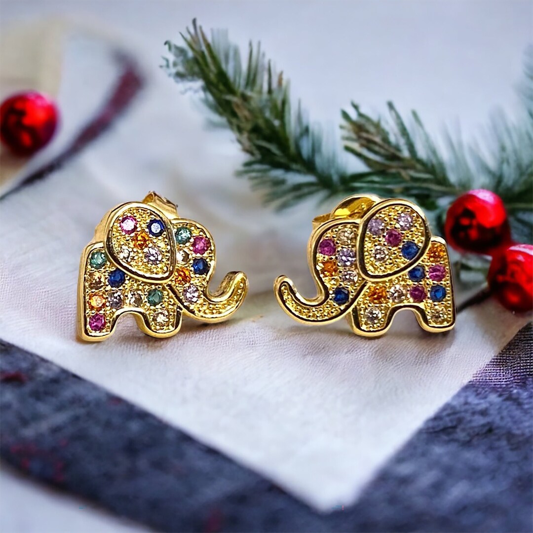 Stud Earrings, Elephant Earrings, Elephant Earrings Gold, Elephant ...