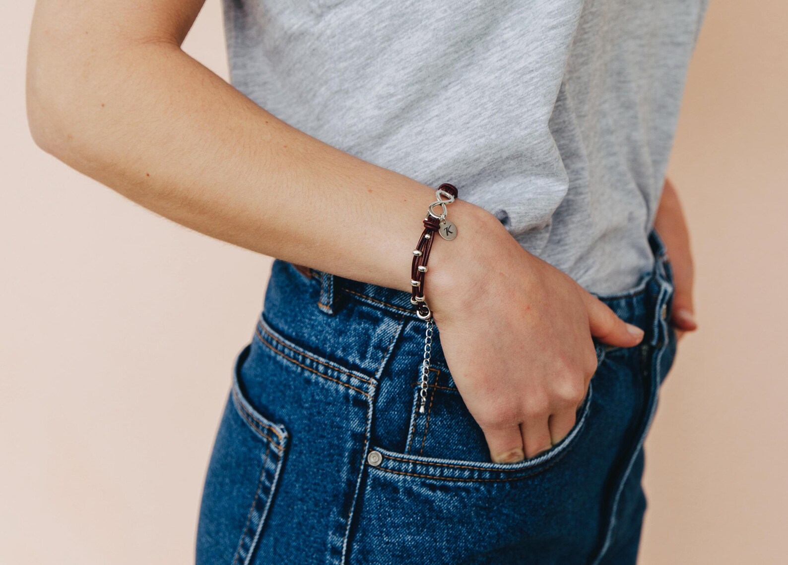 Custom Leather Bracelet for Women Personalized Infinity - Etsy