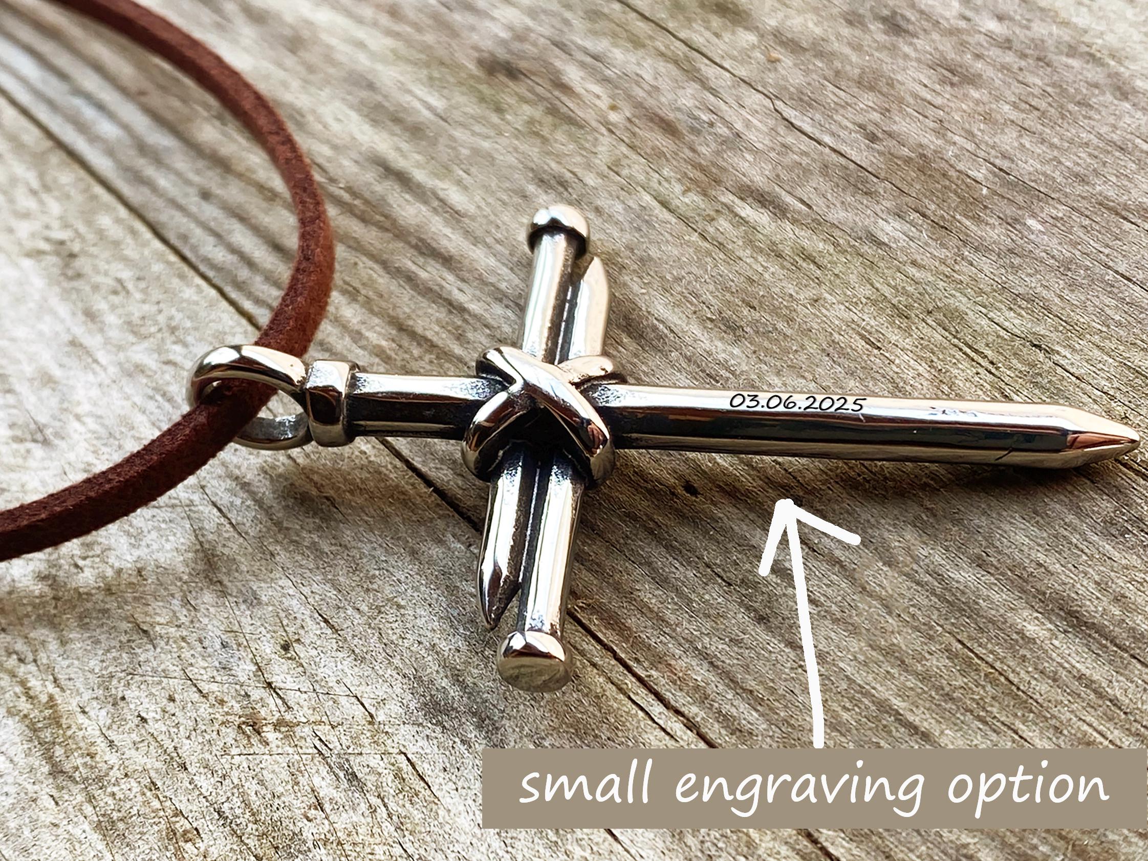 Three Nail Cross Pendant Necklace - Personalized Christian Gift for Him ...