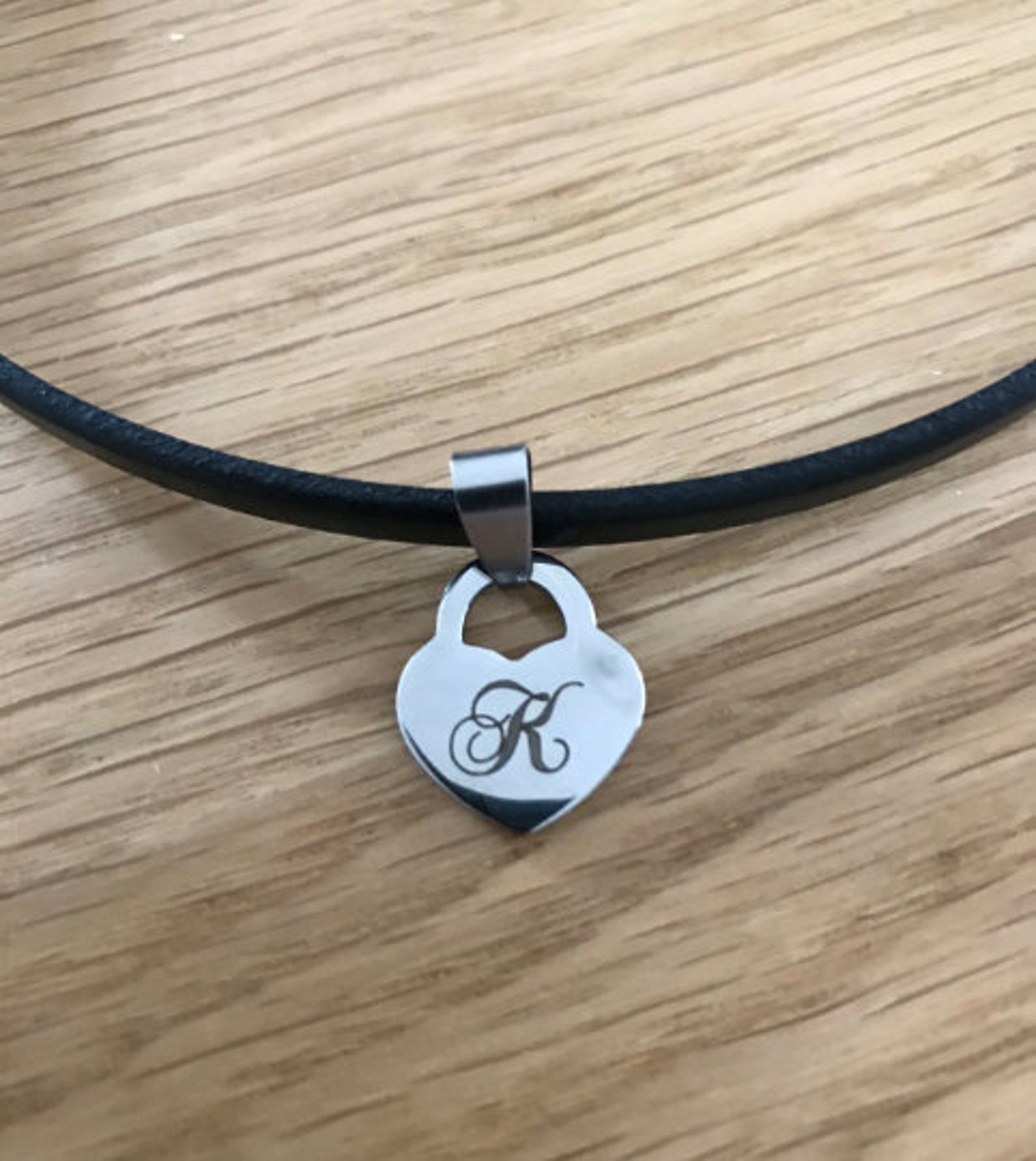 Black Choker Heart Choker Necklace Leather Choker Personalized - Etsy