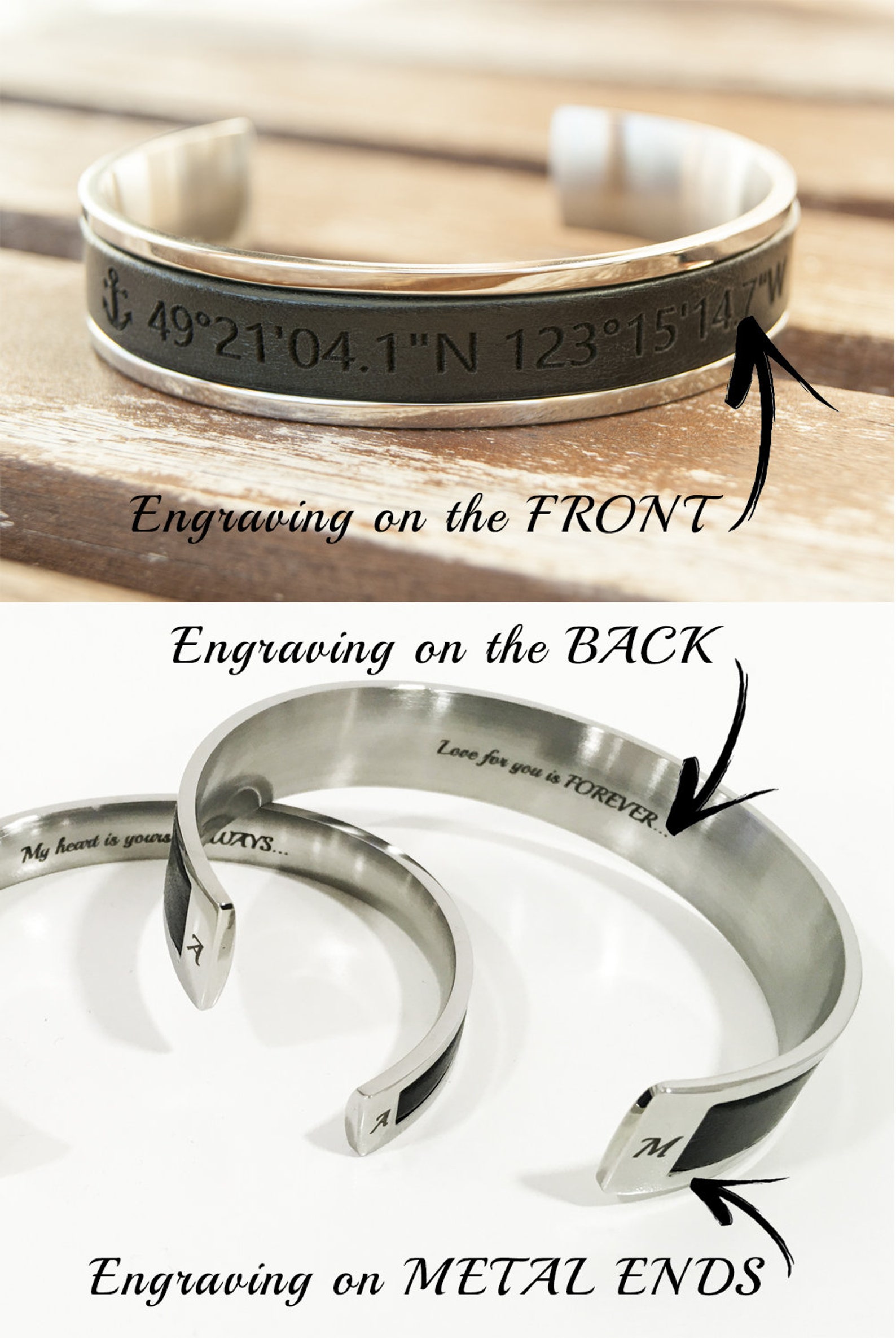 Stainless Steel Cuff Bracelet for Men Personalized With | Etsy