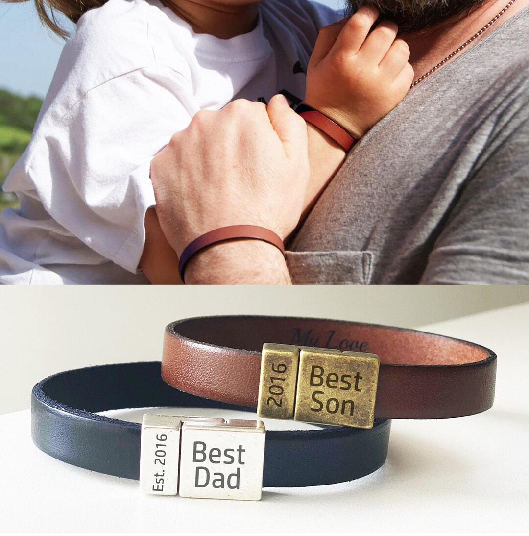 Father Son Matching Matching Leather Bracelets Fathers Day Gift