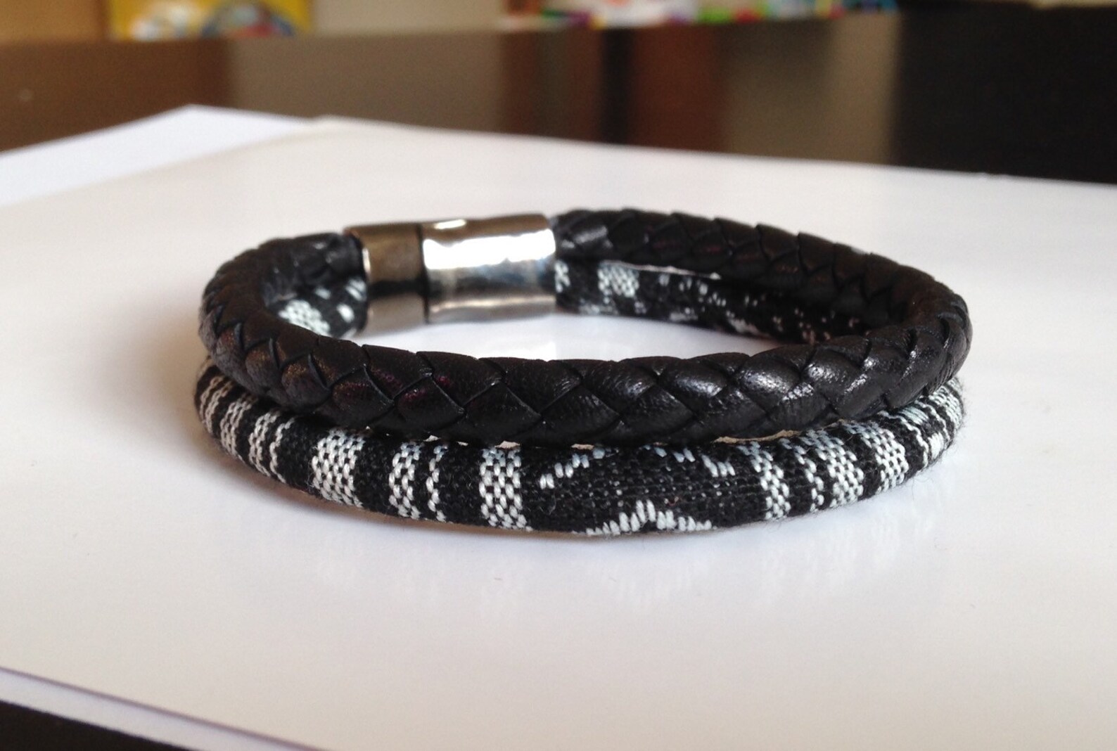 Mens Leather Bracelet Gift for Men Rope Bracelet Surfer | Etsy