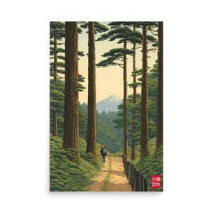 Vintage Japanese Pathway Poster, Kawase Hasui Inspired Woodblock Style ...