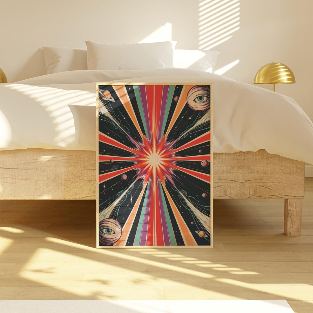 Retro Cosmic Burst Poster Vintage Psychedelic Space Art Colorful ...