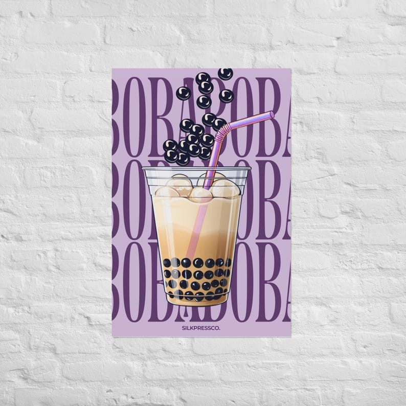 Boba Tea Wall Art: Minimalist Pastel Cafe Decor Poster - Etsy Australia