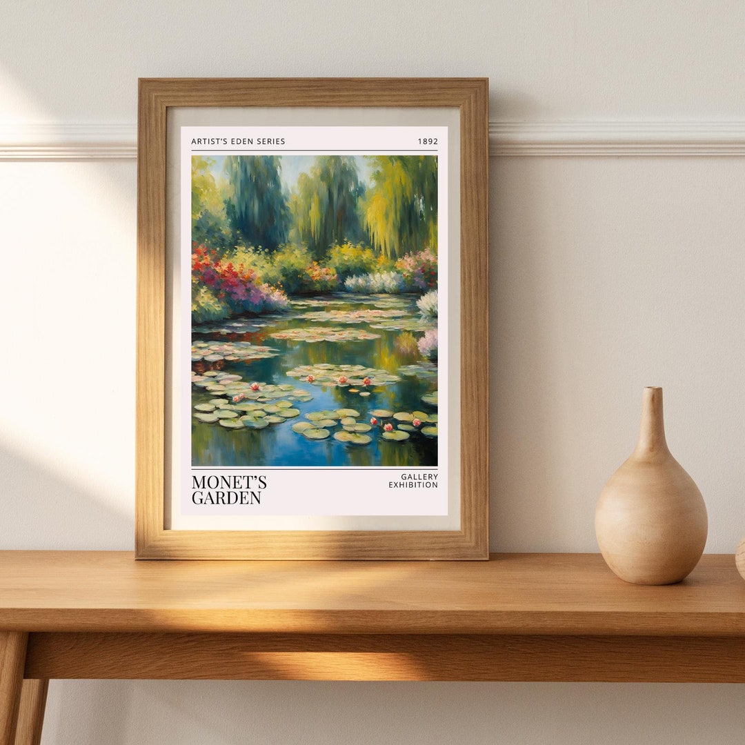 Monet Style Garden Wall Art Print #3, Classic Fountain Landscape ...