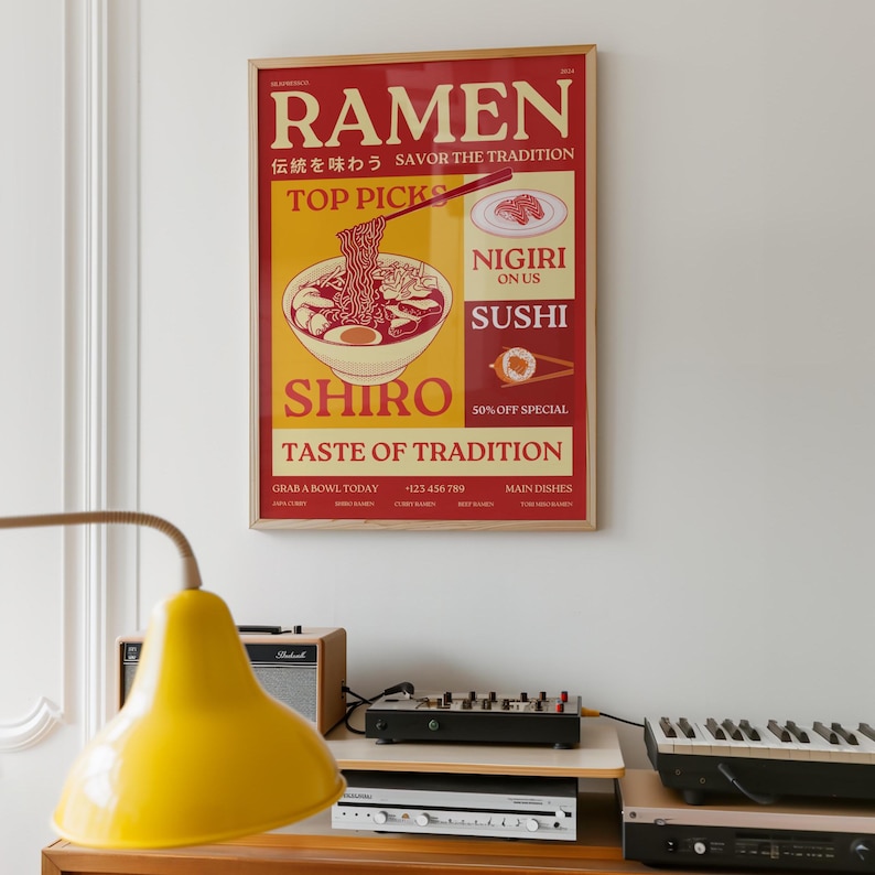 Vintage Ramen Shop Poster - Retro Japanese Noodle Art | Traditional ...