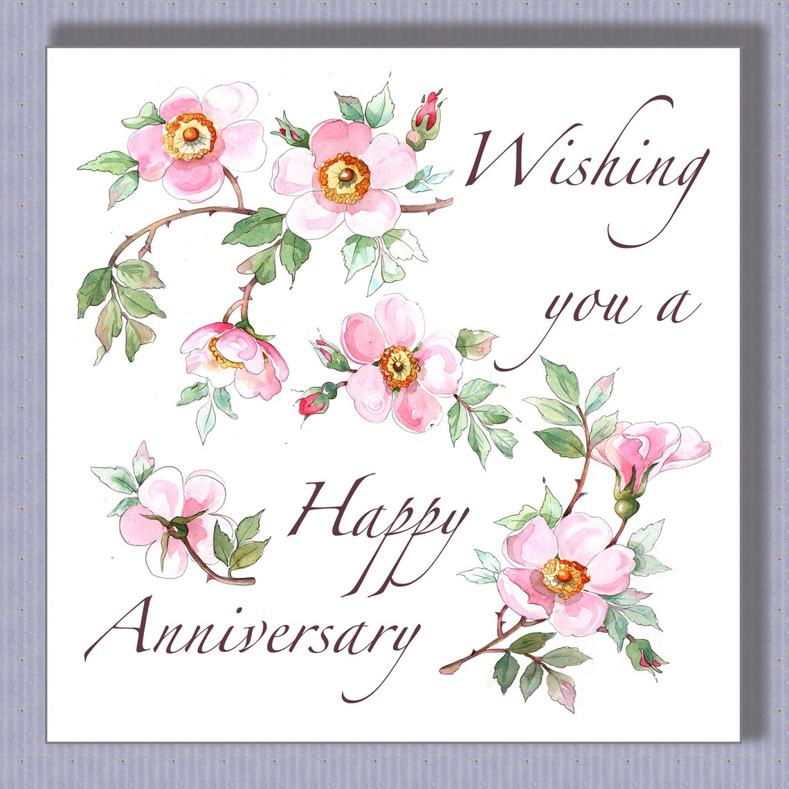 PK182 Floral Wedding Anniversary Card ...such a Pretty Floral Rose Card ...