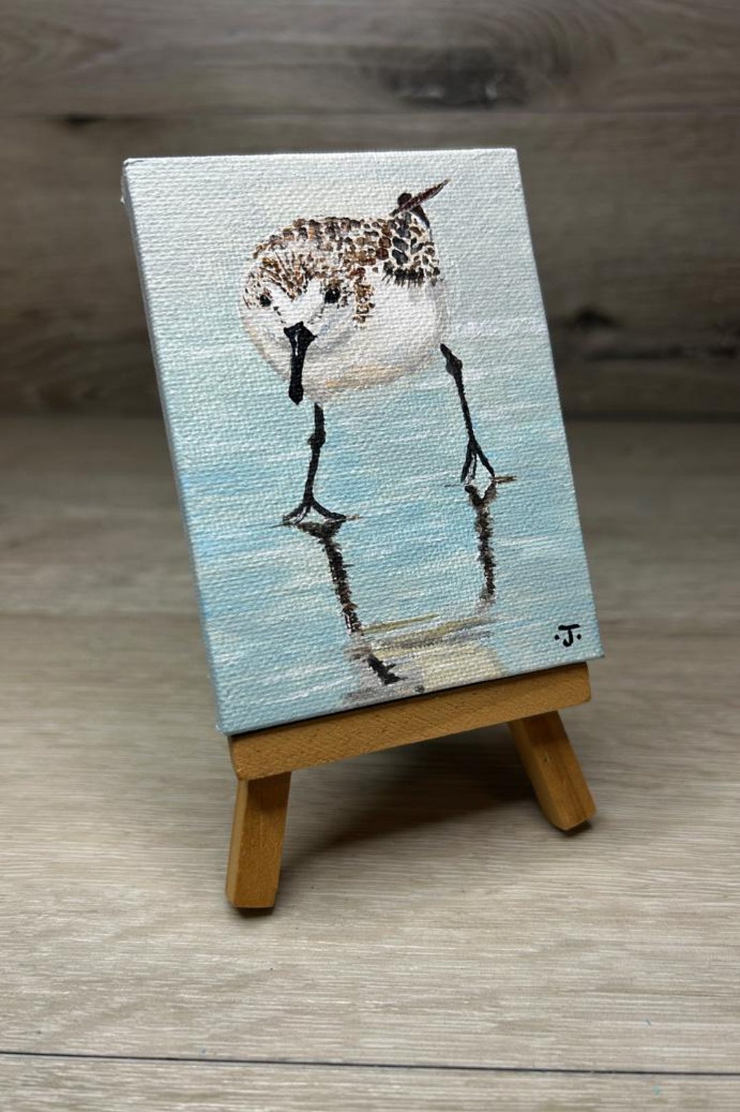 Chirp the Sanderling - 3" X 4" Original Tiny Canvas Painting by Just ...