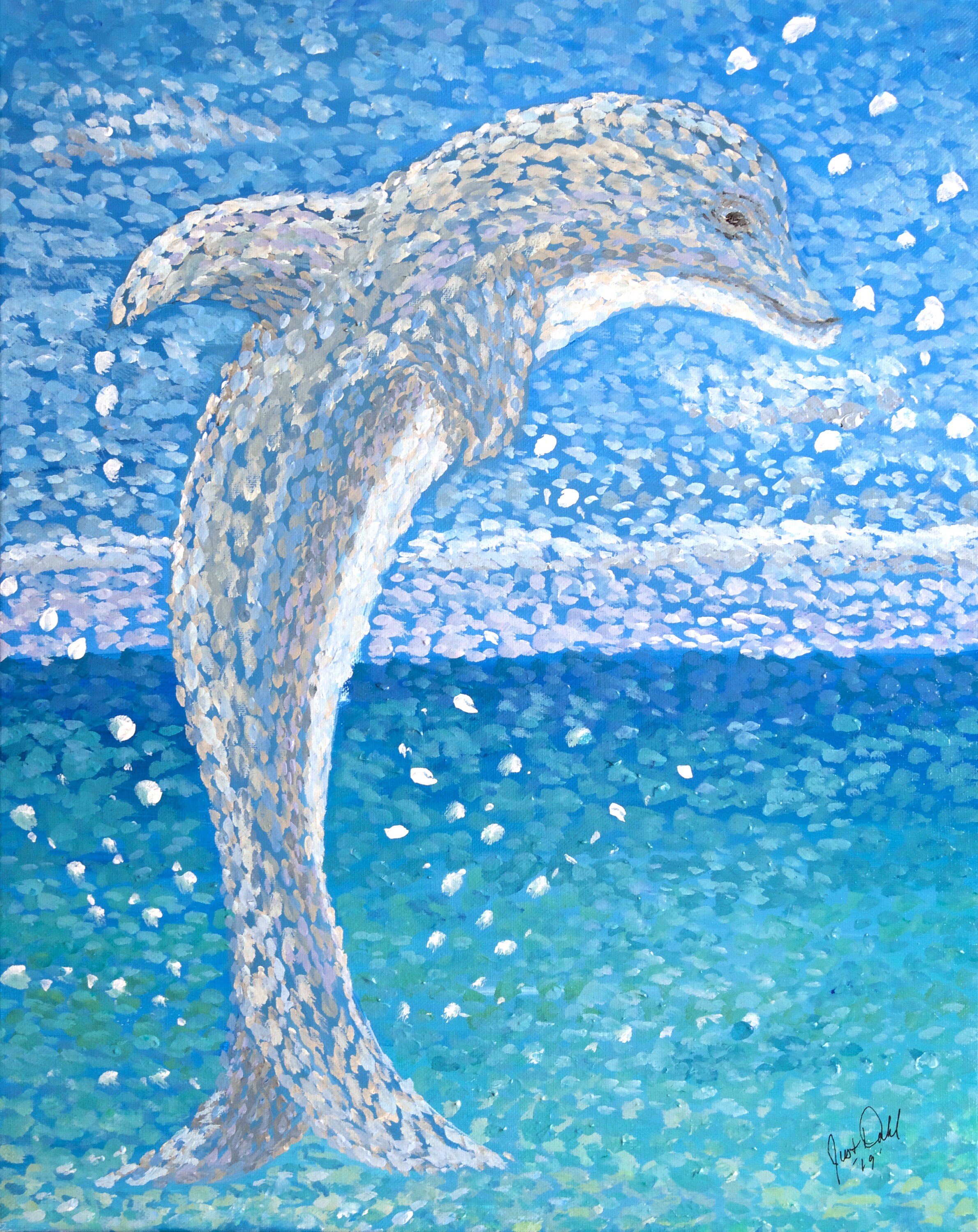 Dolphin Abstract Original Canvas Acrylic Painting by Just Dahl 460 ...