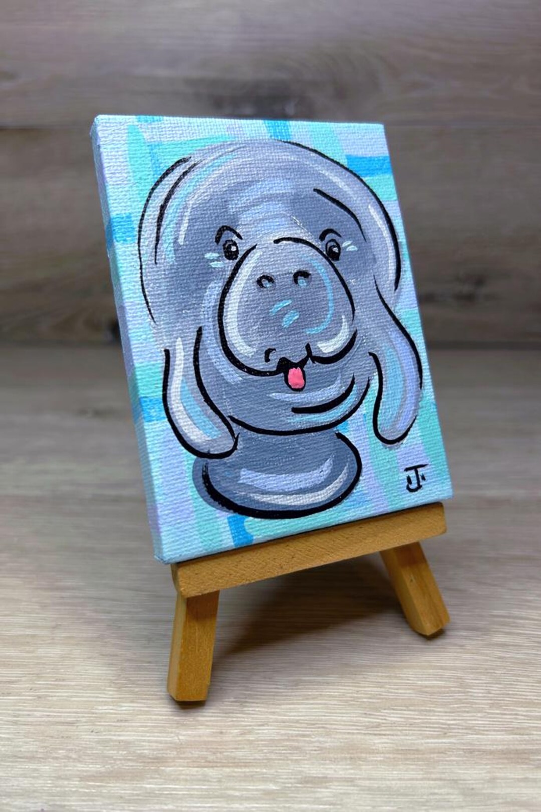 Butchie the Manatee Original Tiny Canvas Acrylic Painting by Just Dahl ...