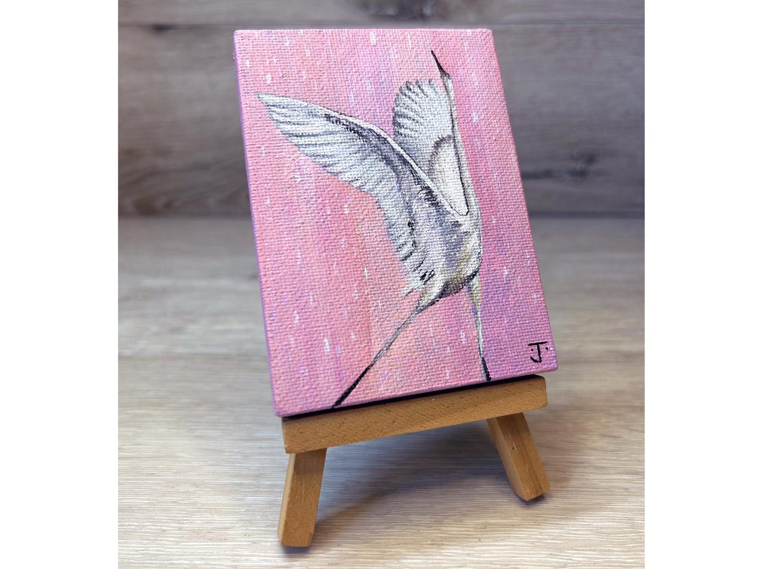 Swan Acrylic Painting: Original Tiny Canvas Art by Just Dahl - Etsy
