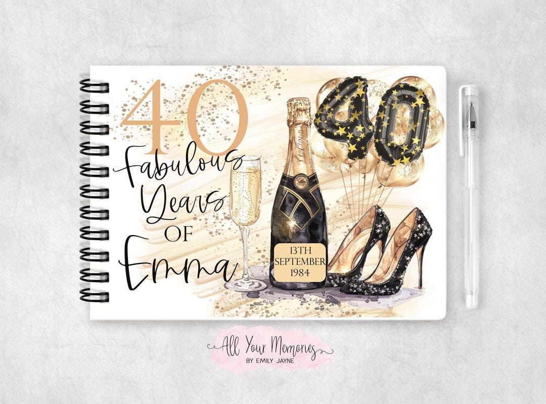 Personalised 40th Birthday Guest Book / Memory Book / Photo Book - Gift ...