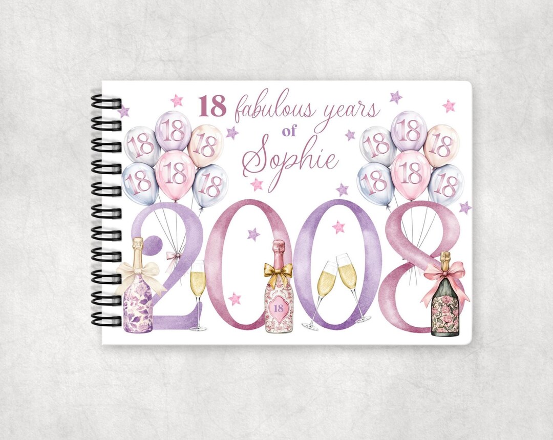 Personalised 18th 2008 Birthday Guest Book, Hardbacked Photo Album ...