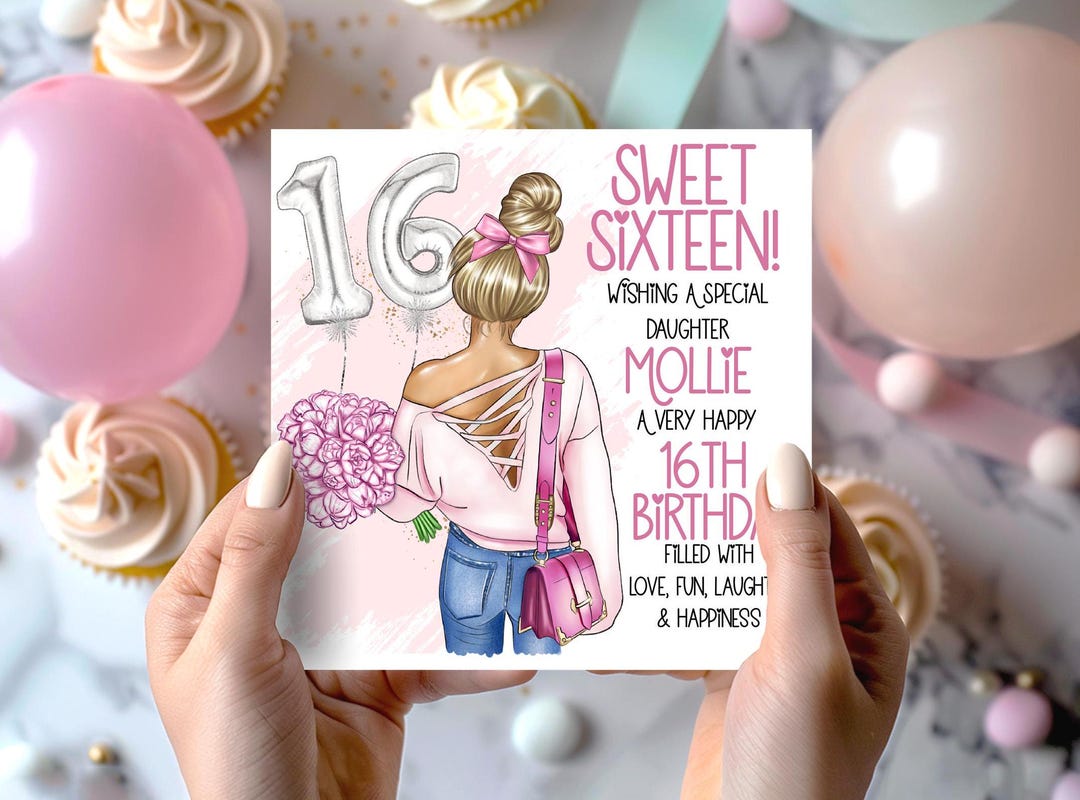 Personalised 16th Birthday Card, Daughter Granddaughter Goddaughter ...