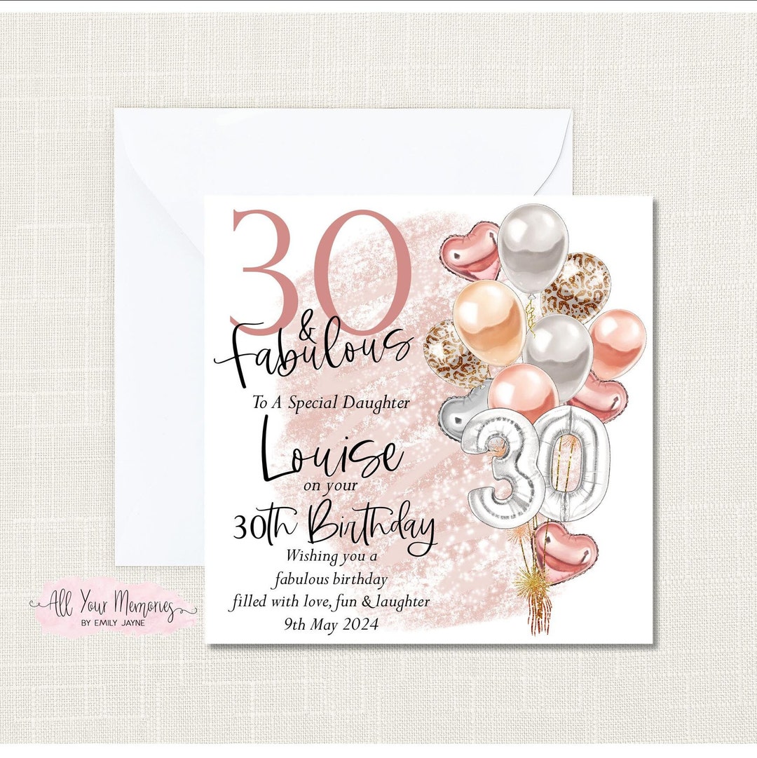 Personalised 30th Birthday Card Daughter Granddaughter Goddaughter ...