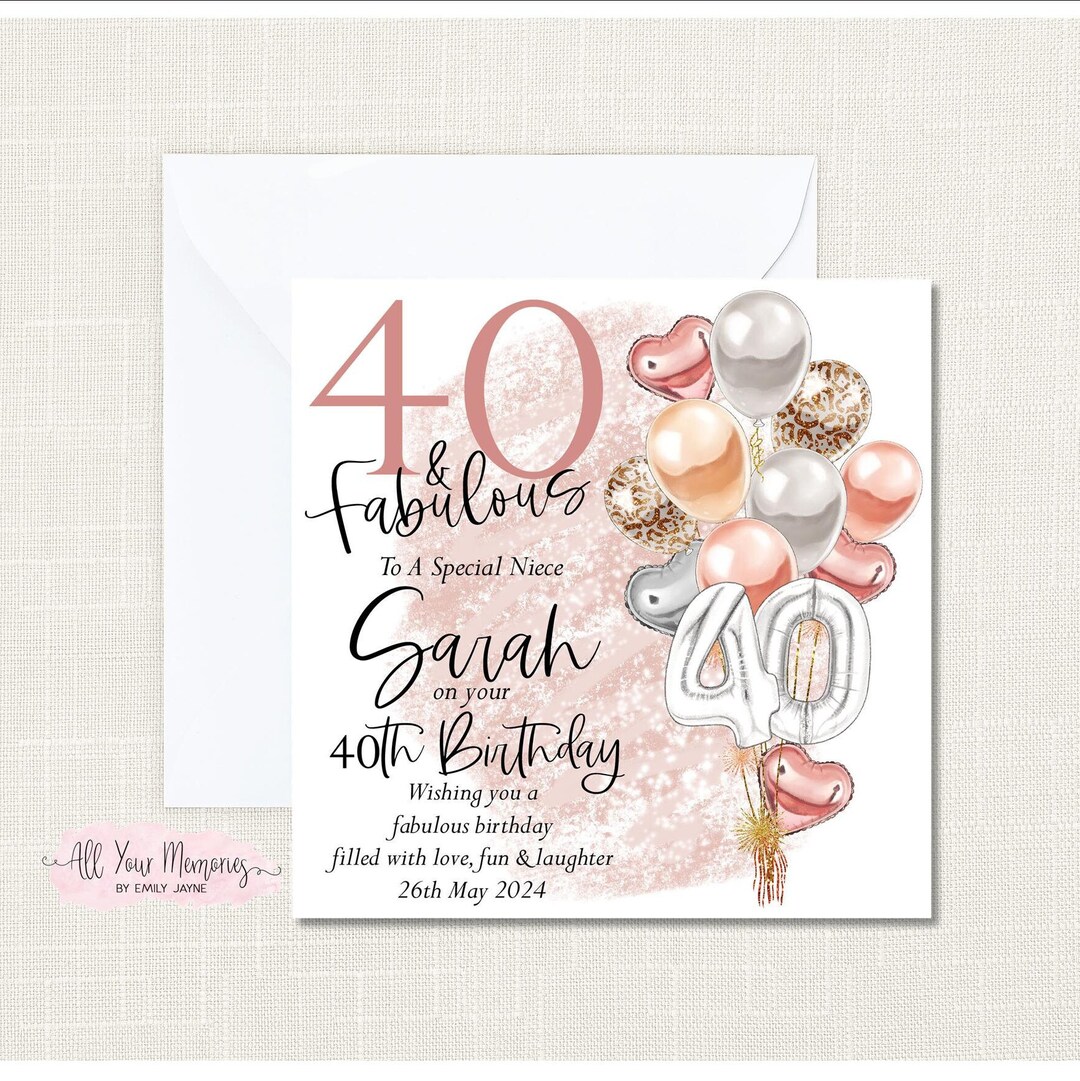 Personalised 40th Birthday Card Daughter Granddaughter Goddaughter ...