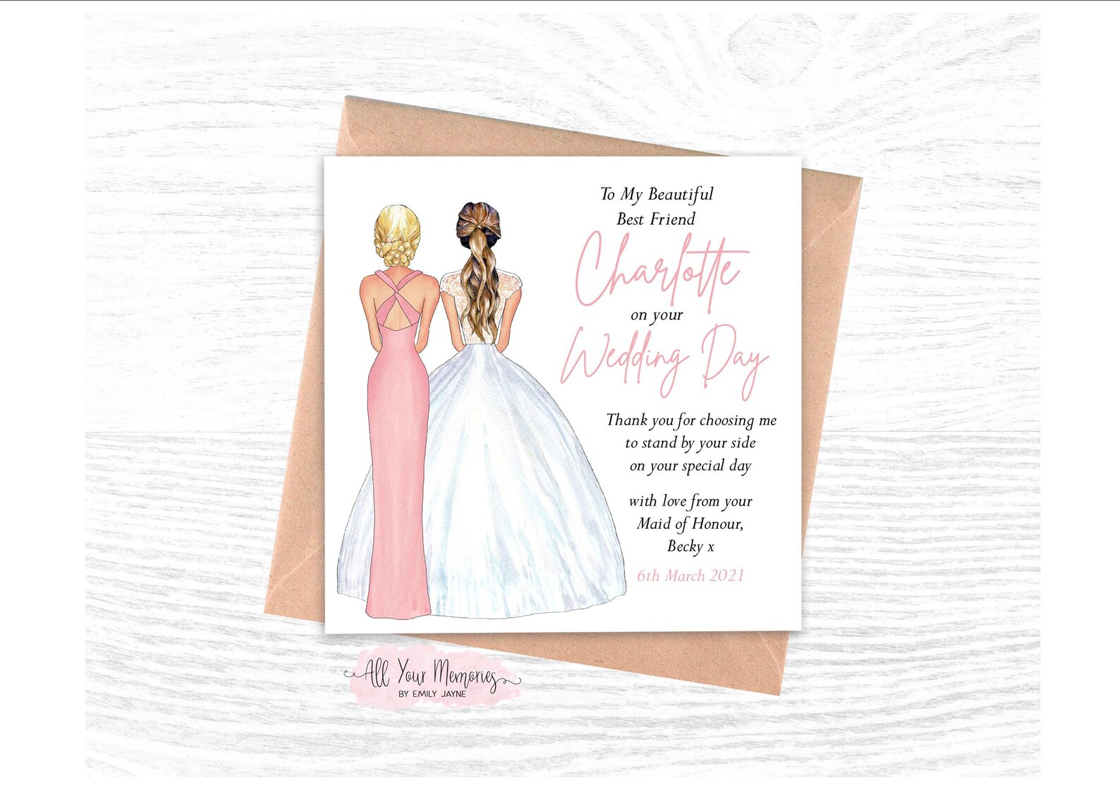 Personalised to the Bride on Your Wedding Day Card From Your - Etsy