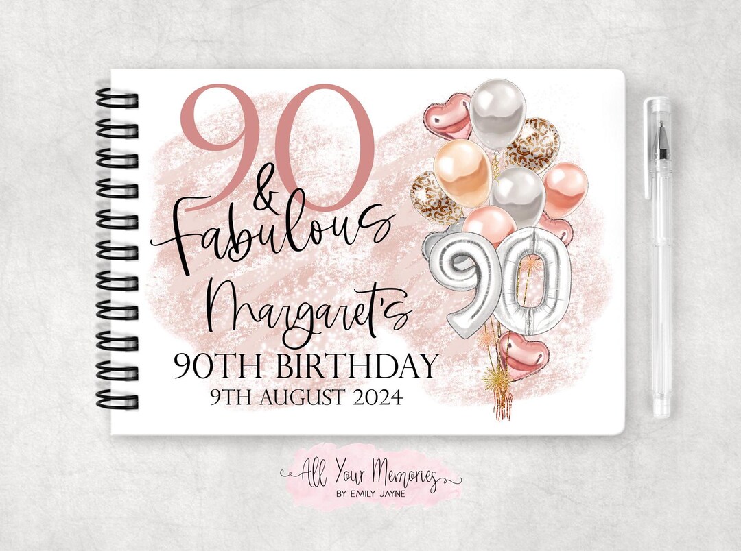 Personalised 90th Birthday Guest Book / Memory Book / Photo Book - Gift ...
