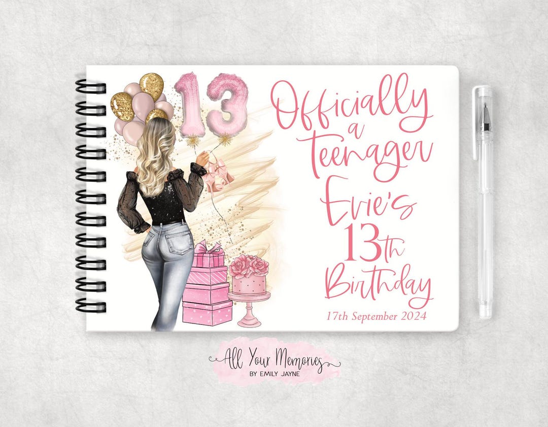 13th Birthday Photo Book, Personalised Guest Book, Memory Book, Scrap ...
