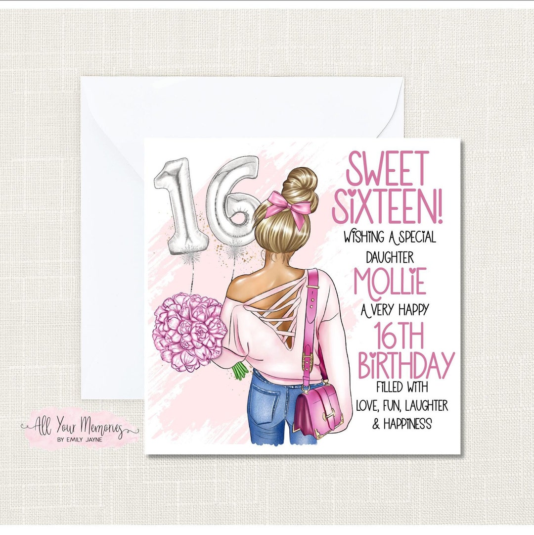 Personalised 16th Birthday Card Daughter Granddaughter Goddaughter ...