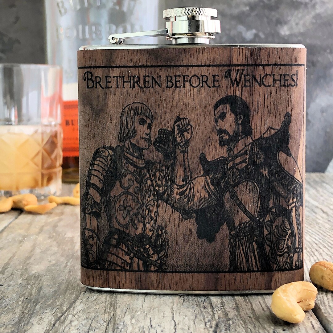 Brethren Before Wenches Wood Flask - Funny Groomsmen Gift - Etsy
