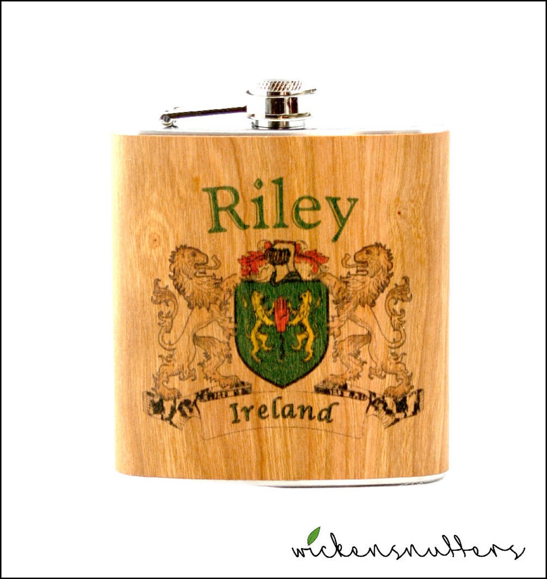 Your Family Crest on a Wood Wrapped Flask - Etsy
