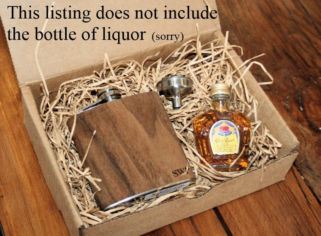 Personalized Wood Wrapped Flask, Gift Box, and Funnel - Etsy