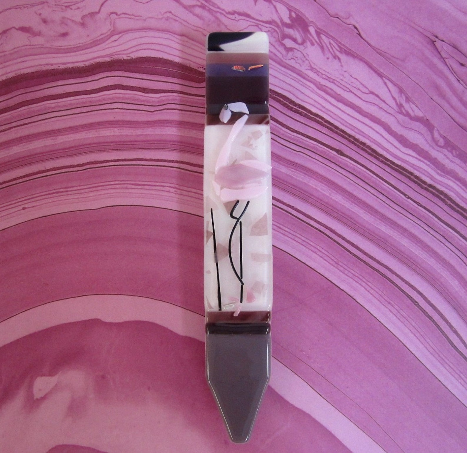 Flamingo at Dusk Fused Glass Garden/container/planter Stake - Etsy