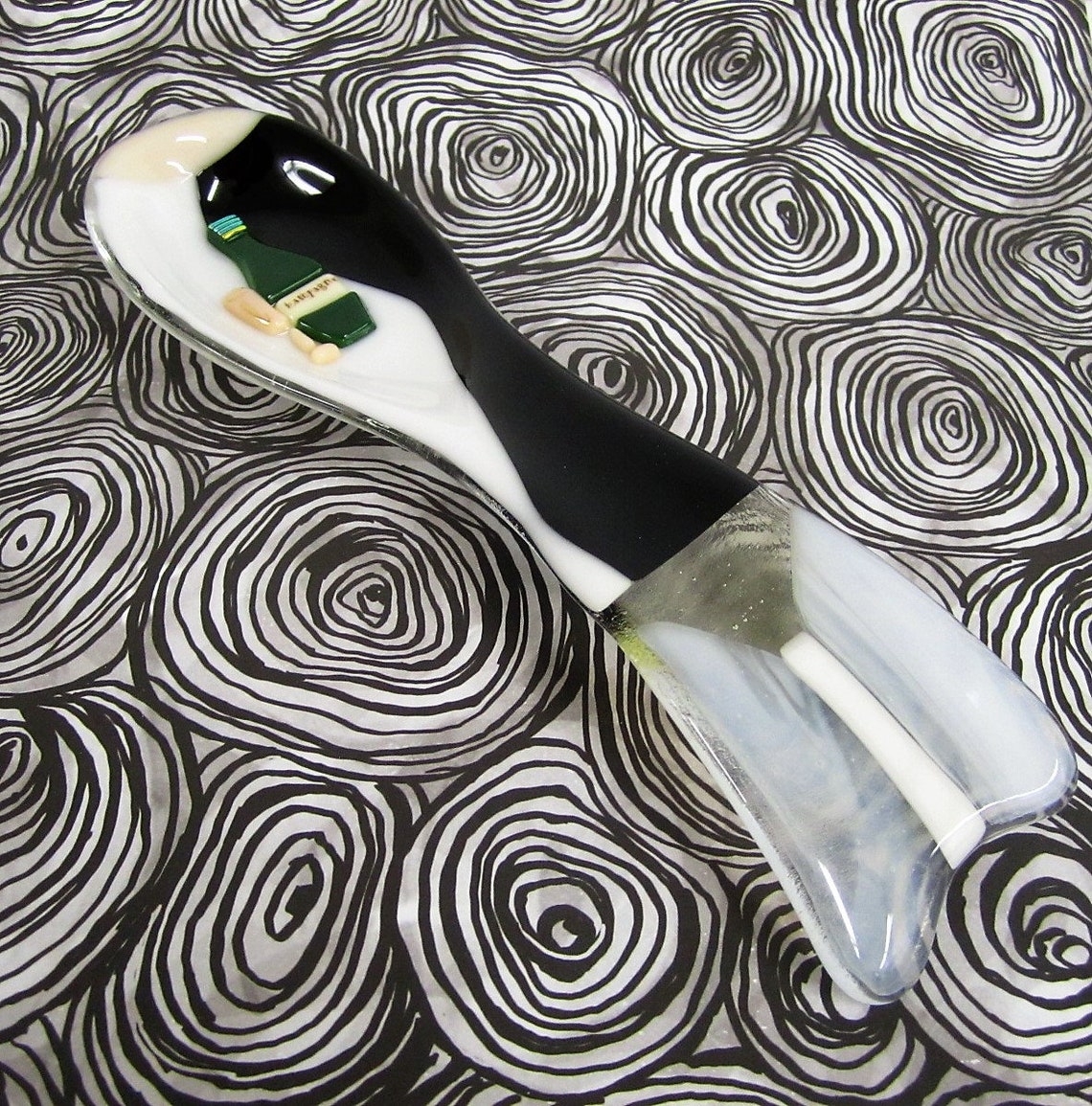 Black Tie Affair Fused Glass Spoon Rest | Etsy
