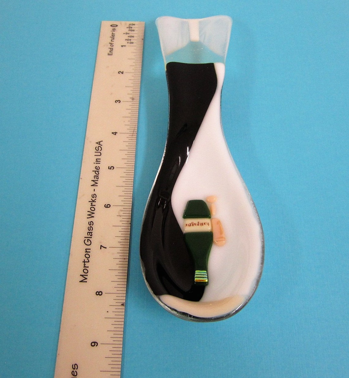 Black Tie Affair Fused Glass Spoon Rest | Etsy